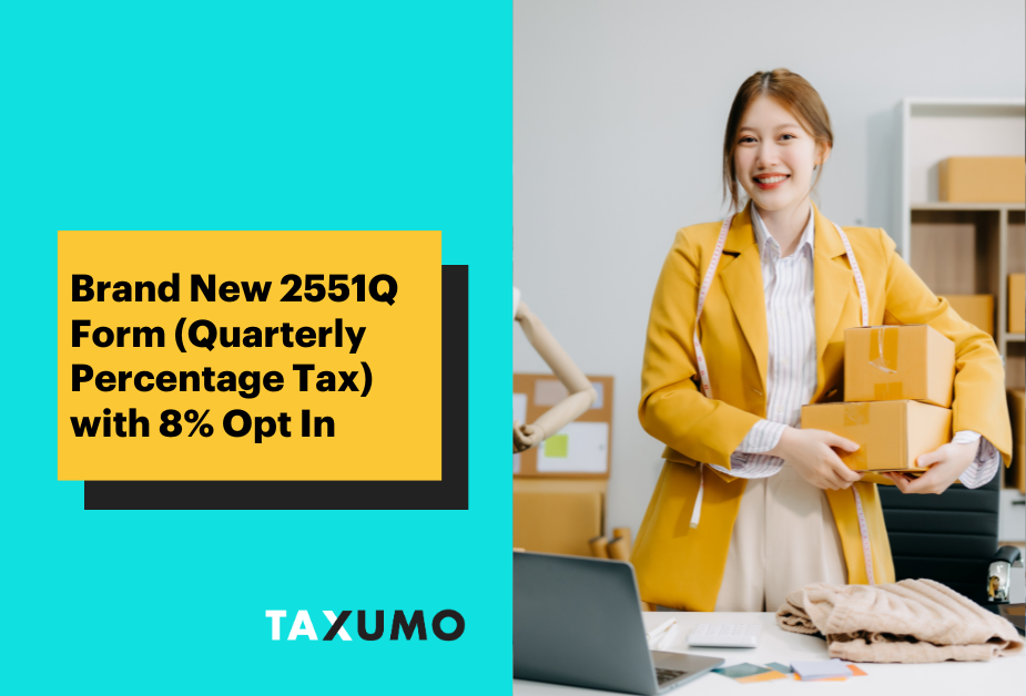 Brand New 2551Q BIR Form (Quarterly Percentage Tax) with 8% Opt In