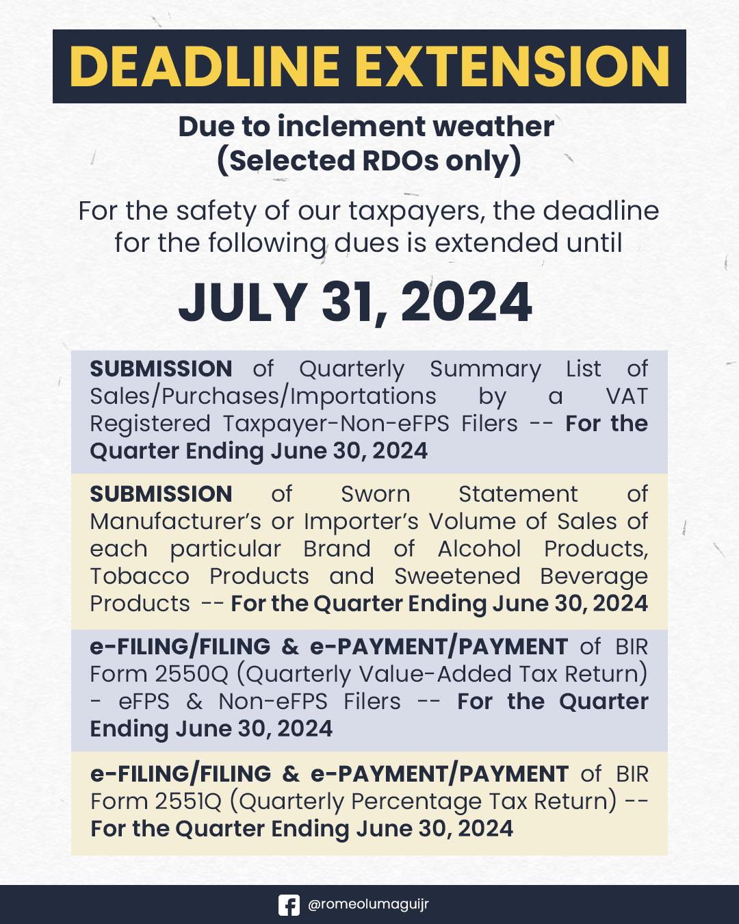 BIR Extension of Deadlines due to Typhoon Carina | Taxumo - File & Pay ...